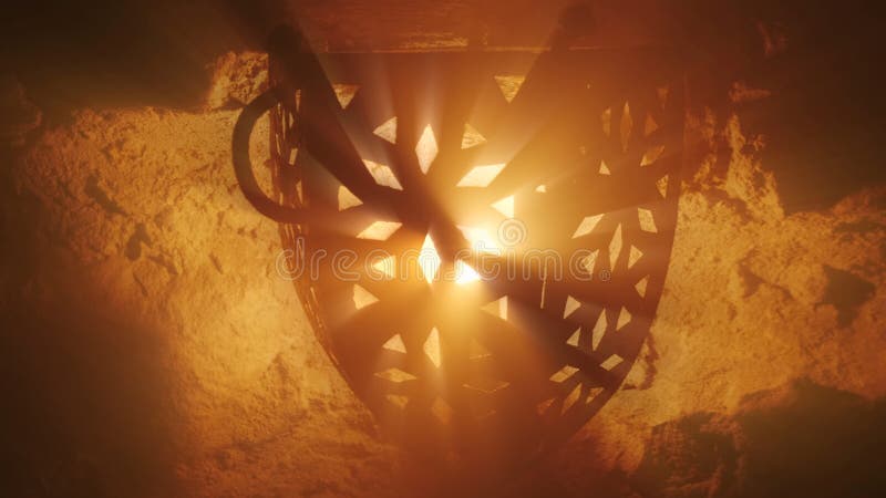 Old Lantern with Warm Light Rays in of Old Castle Stock Photo - Image ...
