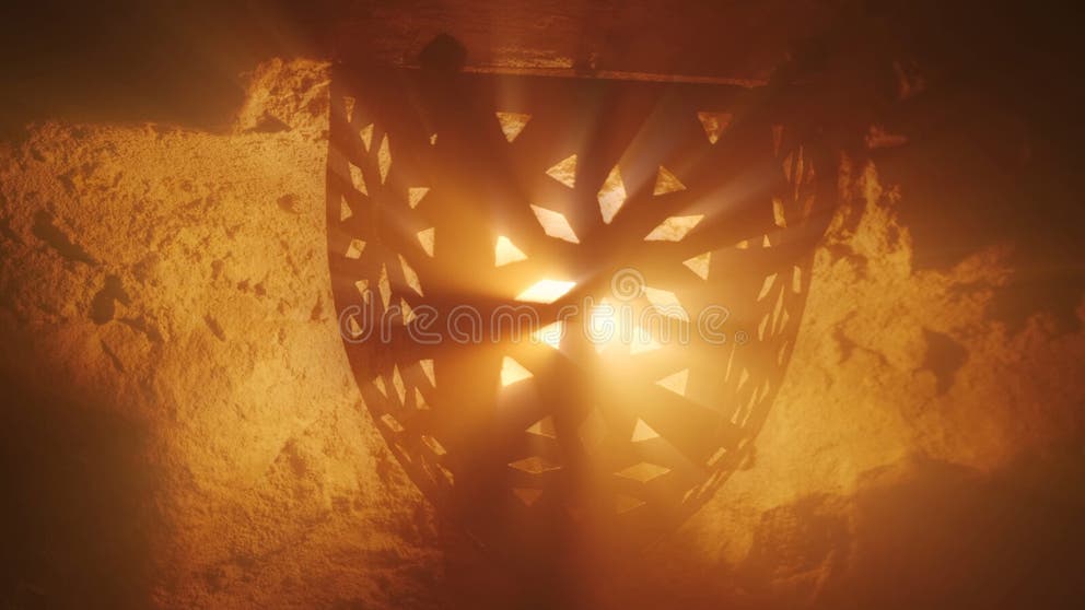 Old Lantern with Warm Light Rays in of Old Castle Stock Image - Image ...