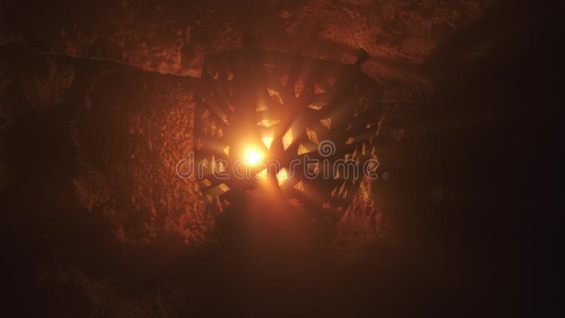 Old Lantern with Warm Light Rays in of Old Castle Stock Video - Video ...
