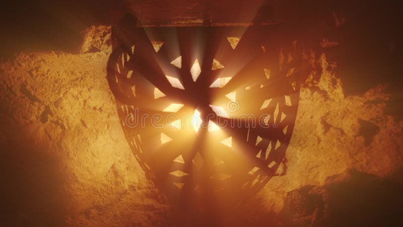 Old Lantern with Warm Light Rays in of Old Castle Stock Footage - Video ...