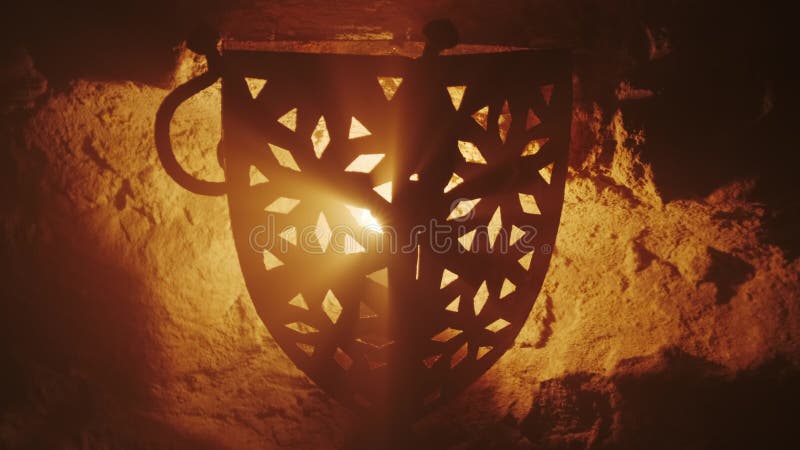 Old Lantern with Warm Light Rays in of Old Castle Stock Footage - Video ...