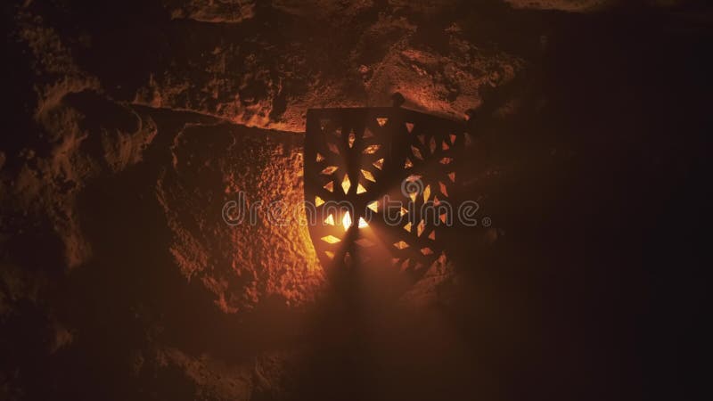 Old Lantern with Warm Light Rays in of Old Castle Stock Video - Video ...