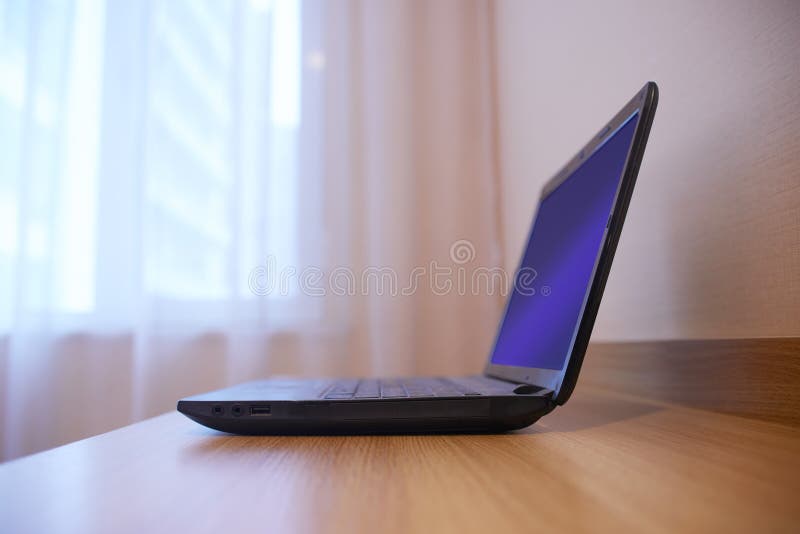 The Old Laptop is on the Desk Stock Photo - Image of contemporary ...