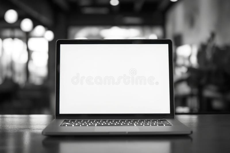 Laptop Blank Screen Rustic Wooden Table Simple Stock Photos - Free ...