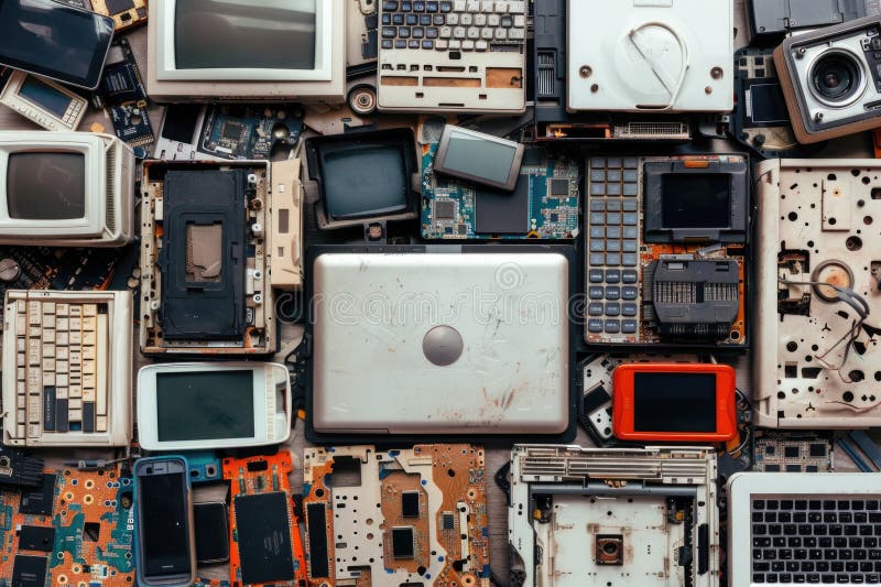 Old Laptops and Electronics Discarded in a Pile Stock Image - Image of ...