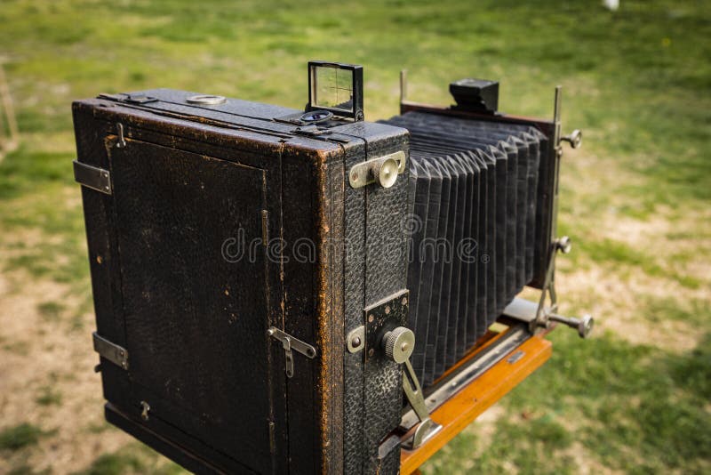 Old large format camera stock photo. Image of retro - 142991994