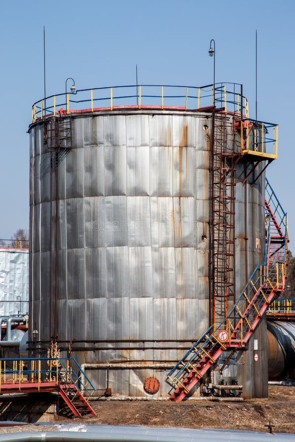 Old Large Rusted Oil Tank with Stairs Stock Photo - Image of coast ...