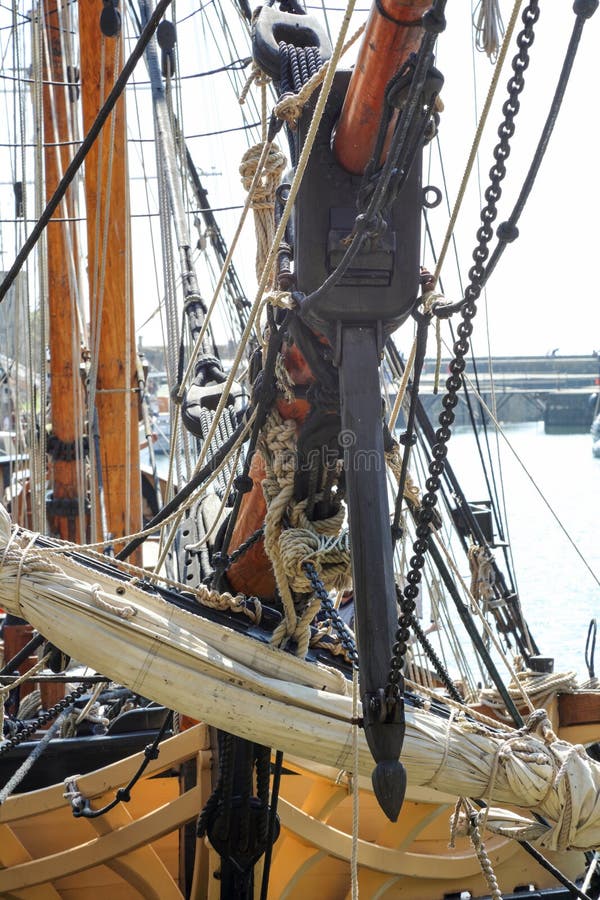 Old Large Sailing Ship Rigging and Mast Stock Image - Image of large ...