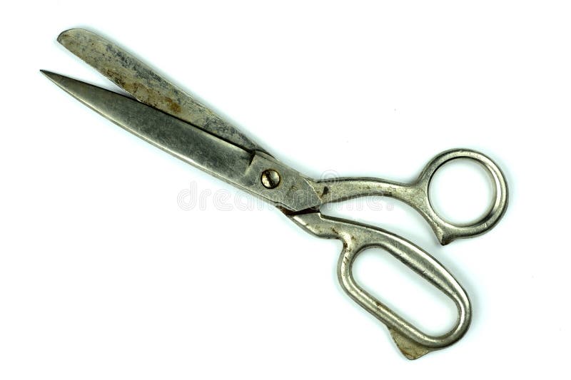 Old Large Scissors for Cutting Fabric, Isolated on White Background ...