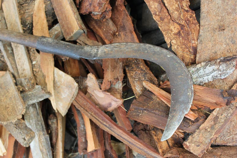 Antique Sickle Hand Tool Rusted On Aged Vintage Wood Stock Photo ...