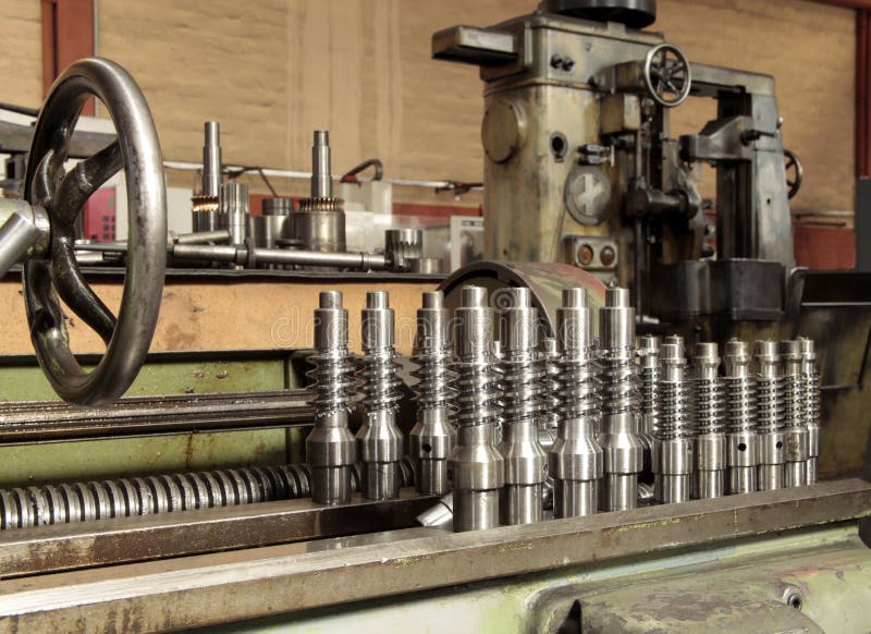 Old lathe in the workshop. stock image. Image of plant - 188305613