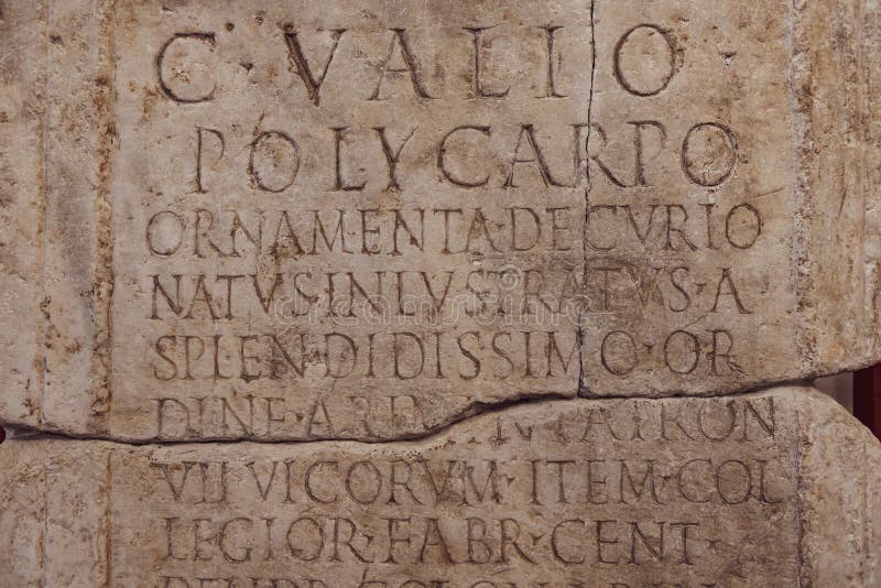 Est Latin Inscription On Roman Tombstone Stock Image - Image of road ...