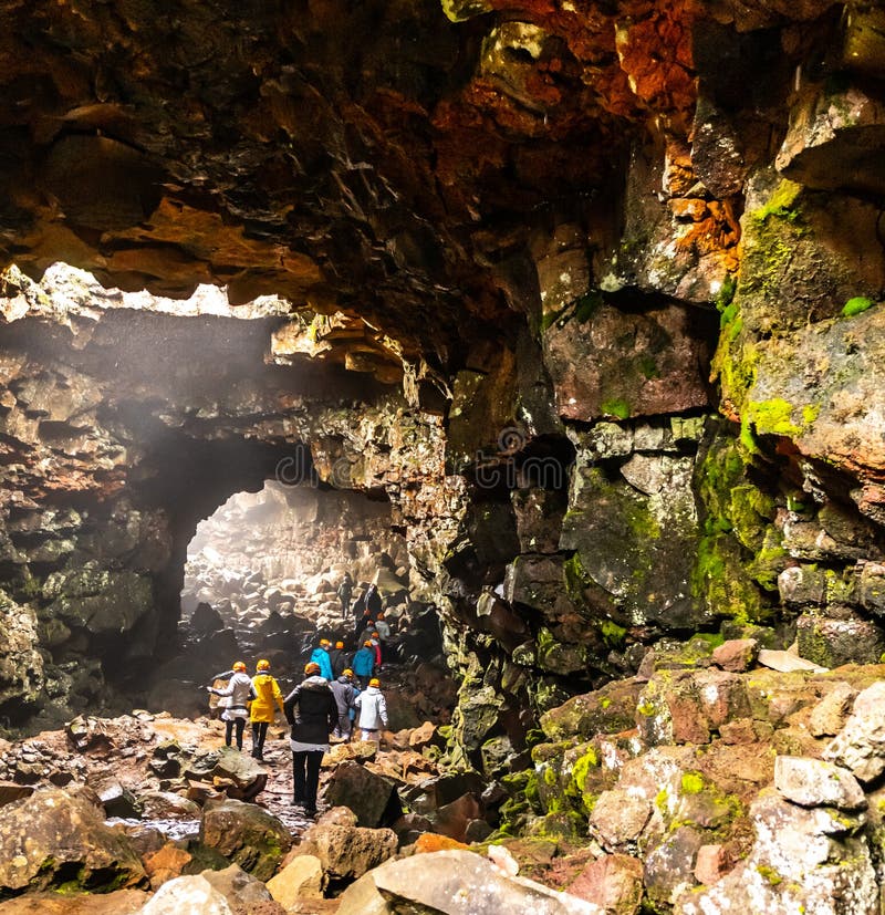 Old Lava Cave in Iceland Open for Tourists Stock Photo - Image of ...
