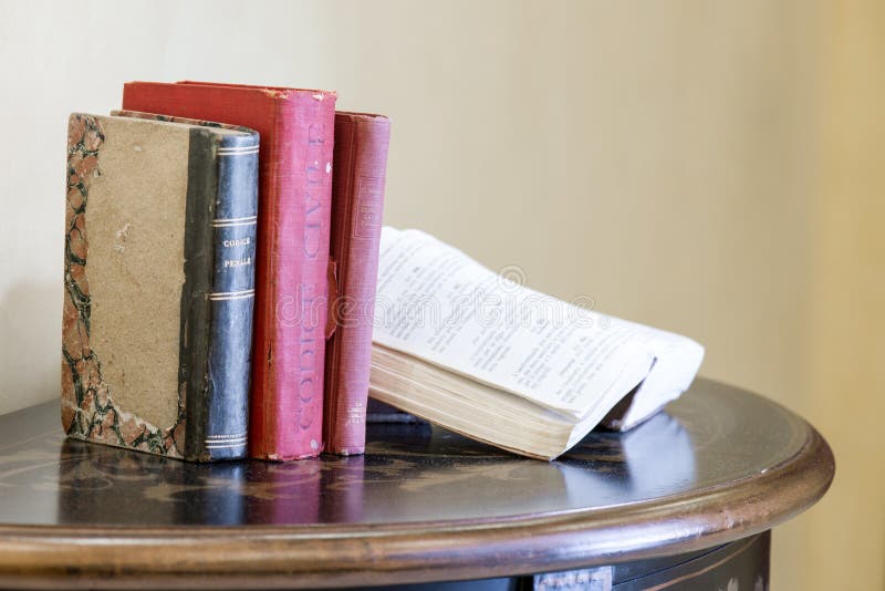Old law books on the table editorial stock photo. Image of school ...