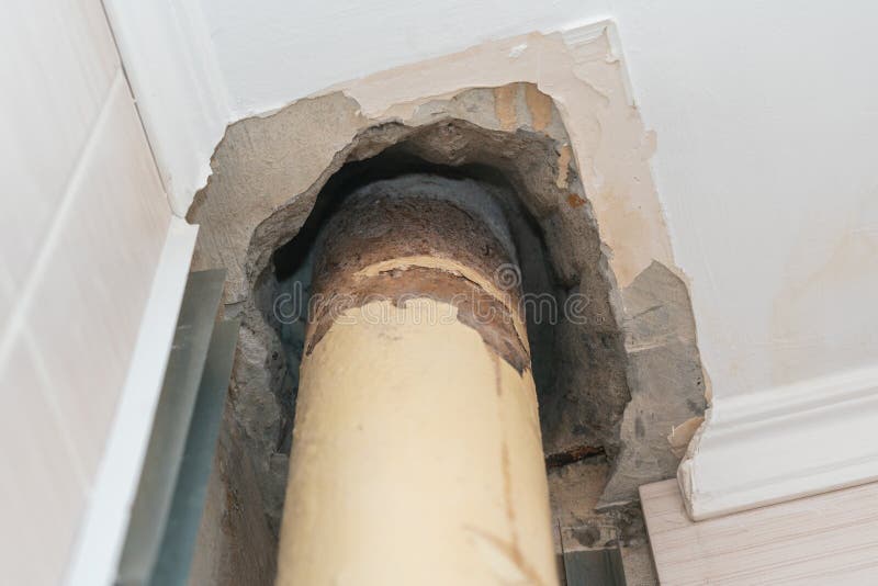 Old Leaking Sewer Pipe Residential Building Replacing System Apartment ...