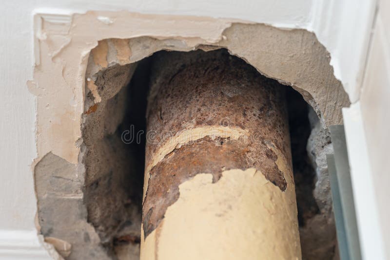 Old Leaking Sewer Pipe Residential Building Replacing System Apartment ...