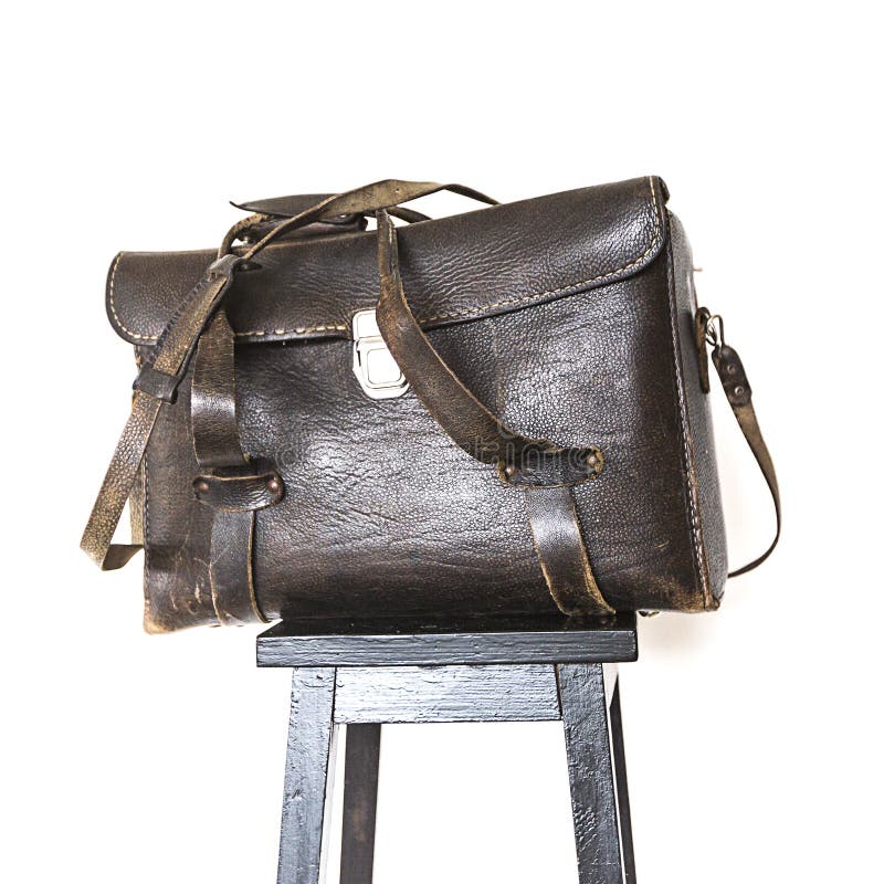 Old Vintage Leather Bag With Leather Strap Stock Photo - Image of ...