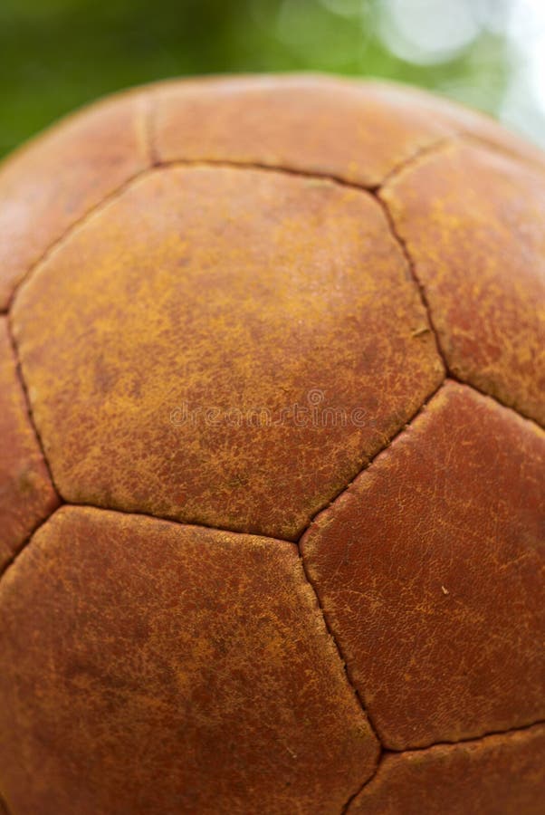 Old leather ball, closeup. stock photo. Image of used - 15807898