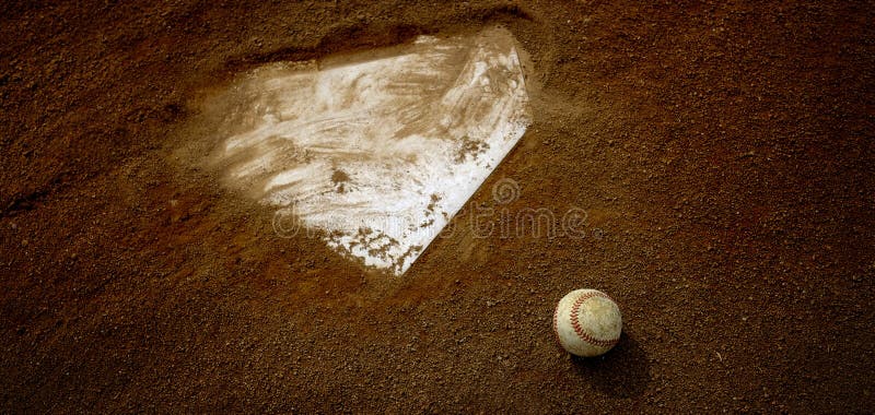 Old Leather Baseball on Field by Home Plate or Base Stock Image - Image ...