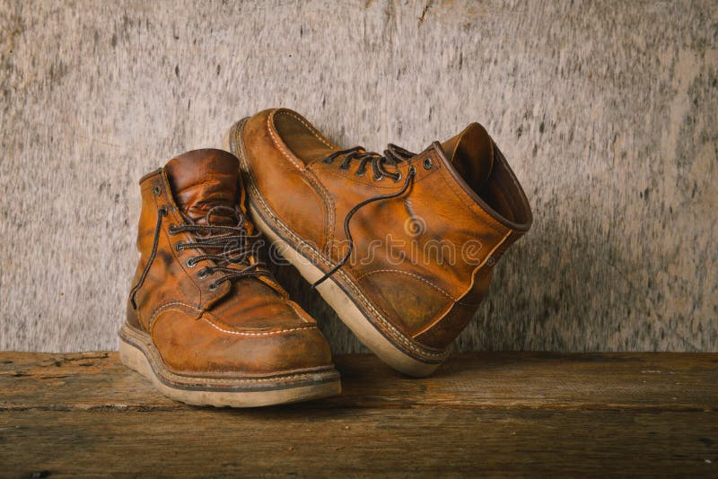 Old Leather Boot Traditional Leather Style in Vintage Style Stock Image ...