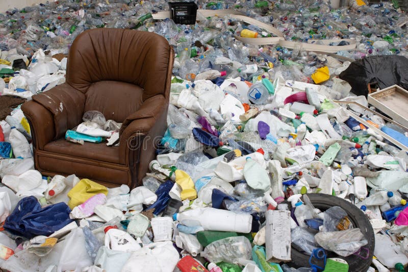 The Old Chair is in a Landfill. Abandoned Wasteland with Waste and ...