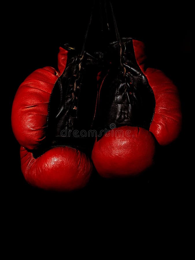Hanging Boxing Gloves Black Background