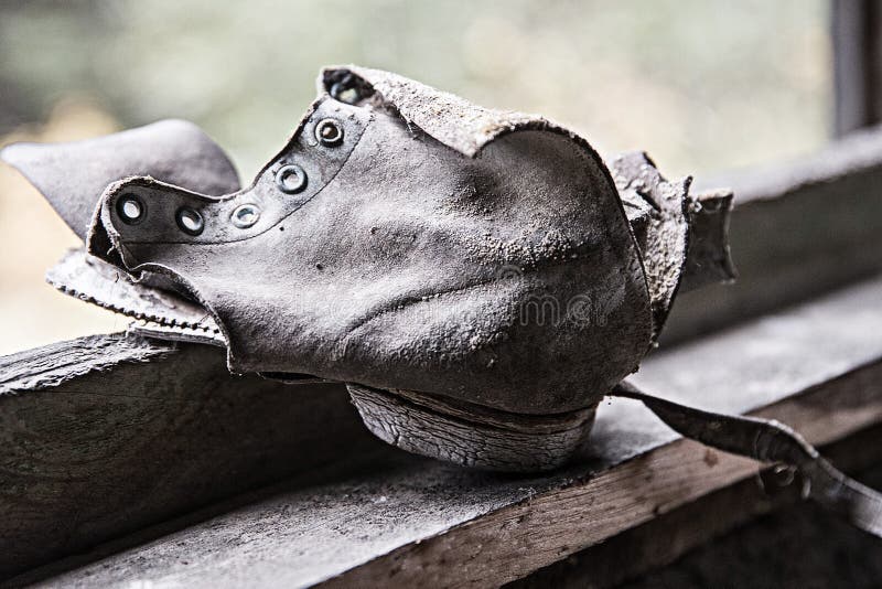 Rotten Leather Men`s Shoes Covered with Green Mold Stock Image - Image ...