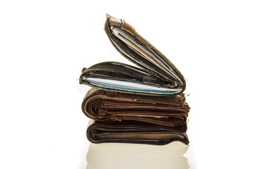 Old Leather Wallets on White Background. Stock Photo - Image of leather ...