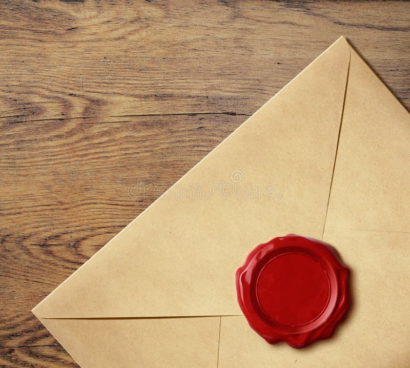 Mail Envelope or Letter Sealed with Wax Seal Stamp Stock Photo - Image ...