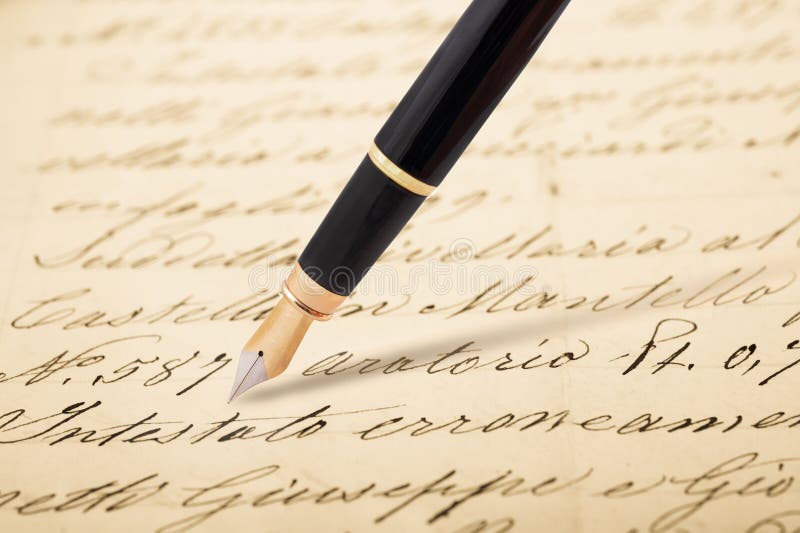 Old Letter with Fountain Pen Stock Photo - Image of page, signing ...