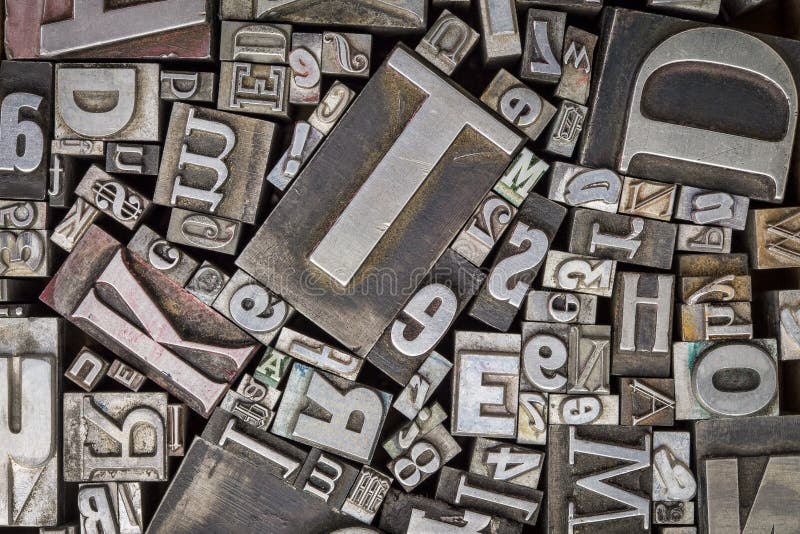 Old Letterpress Metal Type Printing Blocks Stock Photo - Image of ...