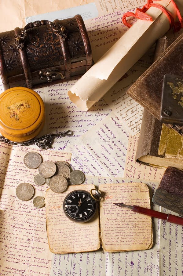Old Letters with Various Things Stock Photo - Image of vintage, mail ...