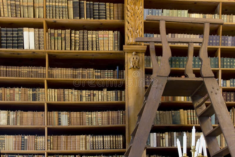 Old library with ladder stock photo. Image of knowledge - 31512184