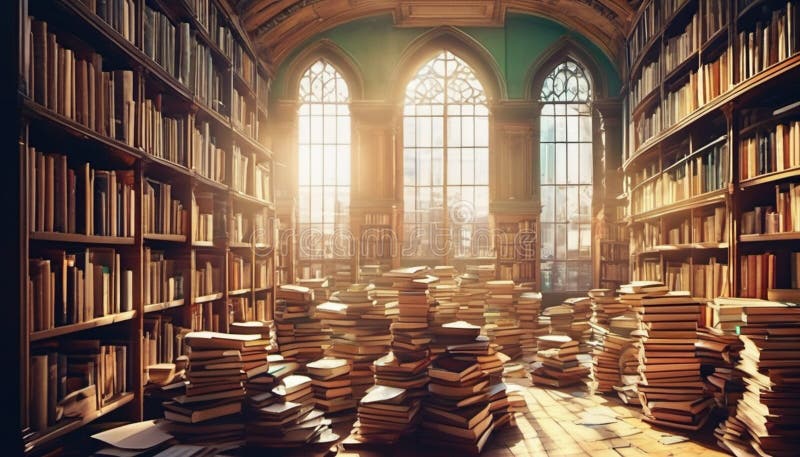 Old library full od books. stock illustration. Illustration of full ...