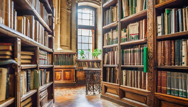 Old Library in an Old Building Stock Illustration - Illustration of ...