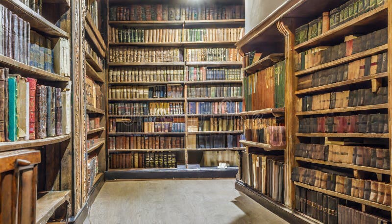 Old Library in an Old Building Stock Illustration - Illustration of ...