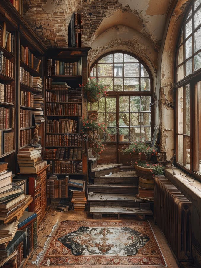 A Rustic Library Retreat Featuring a Fireplace, Leather Chairs, and ...