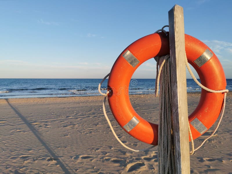 The Old Lifeline Against the Sea Hangs on the Beach Stock Image - Image ...