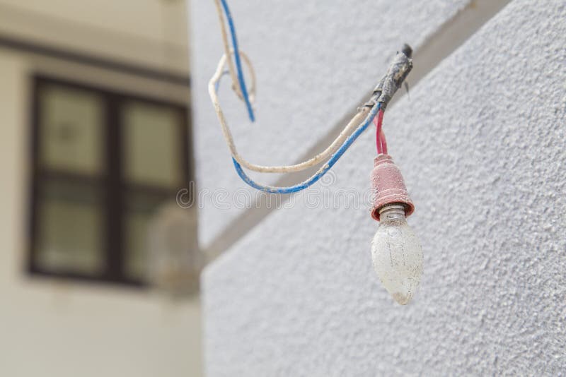 Old Light Blub Bad Install Very Danger. Stock Image - Image of circuit ...