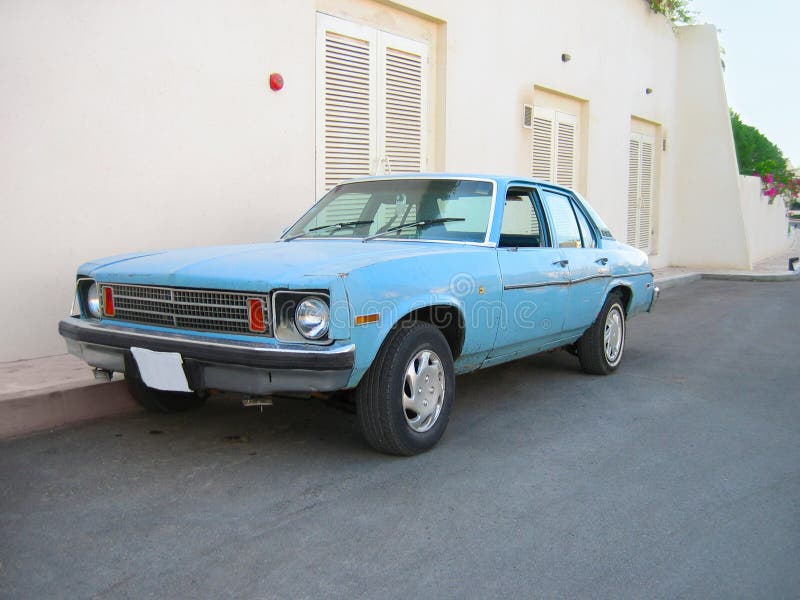 Old light blue car stock photo. Image of retro, parking - 9831442