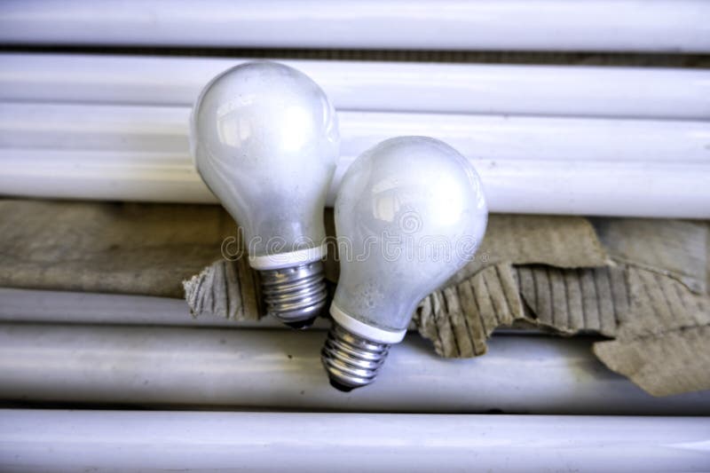 Old Light Bulbs in the Trash Stock Image - Image of garbage, power ...