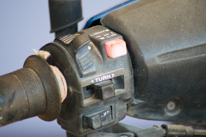 Old Light Button on Motorcycle Stock Image - Image of glow, arrow ...