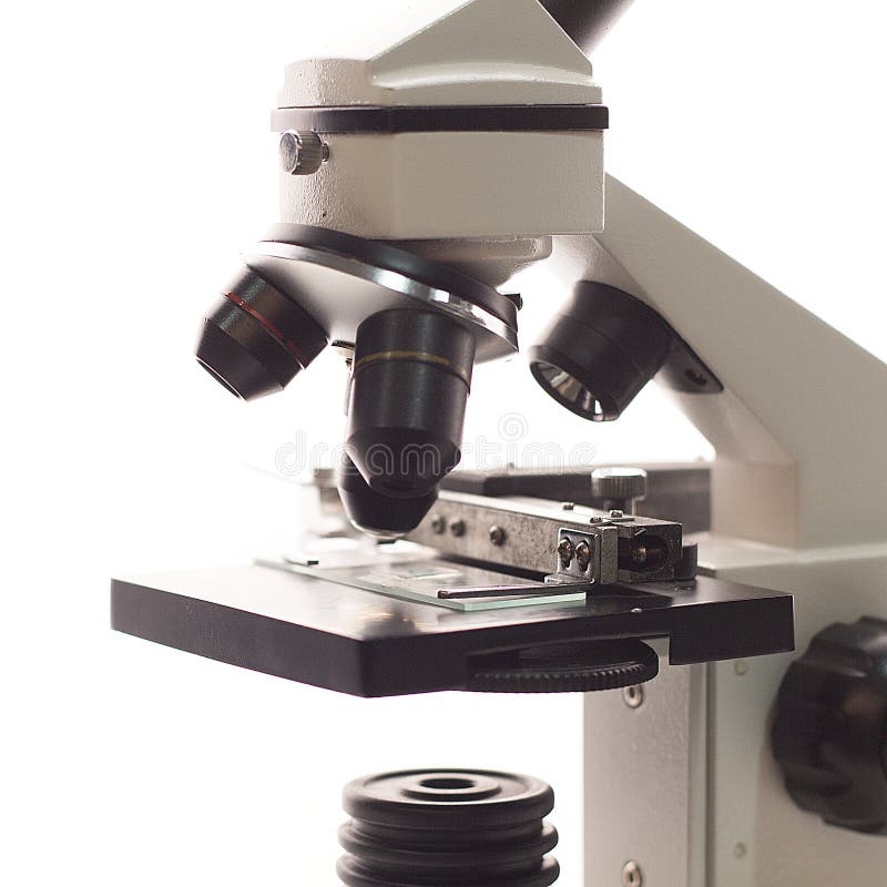 Old Light Microscope on a White Background Isolated Close Stock Image ...