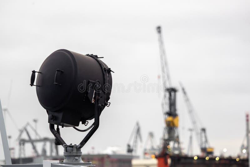 An Old Light on a Ship at the Harbor Stock Photo - Image of equipment ...