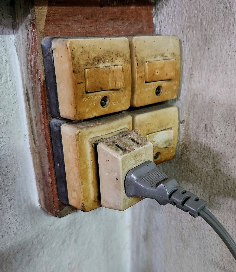 Old Light Switch and Plug Socket Stock Photo - Image of light, socket ...