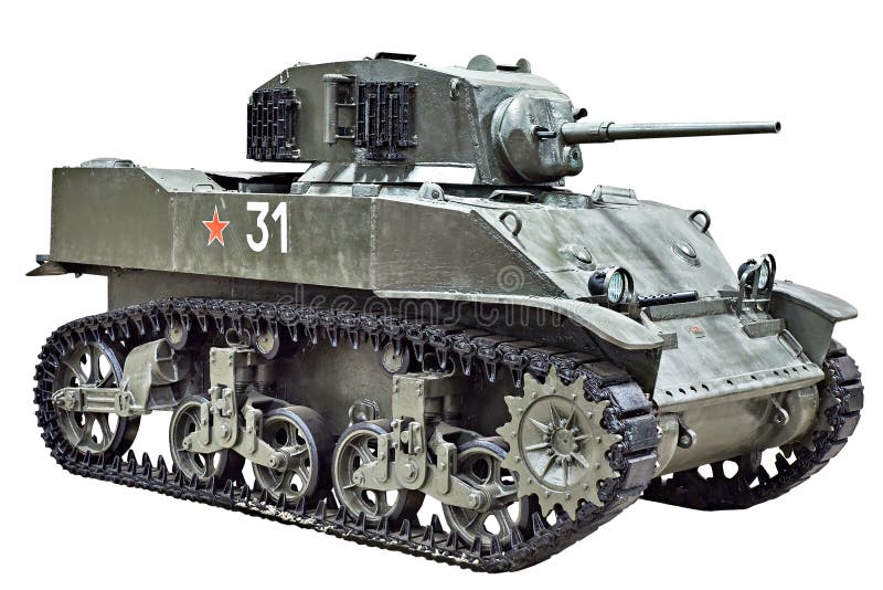 Old Light Tank Isolated White Stock Photo - Image of armor, metal ...