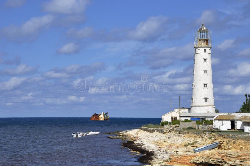 Old Lighthouse on the Beach Stock Image - Image of light, danger: 60123991