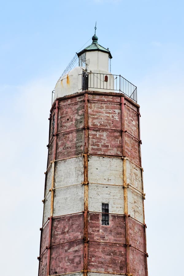 Old Rusty Lighthouse from Below Stock Image - Image of maritime ...