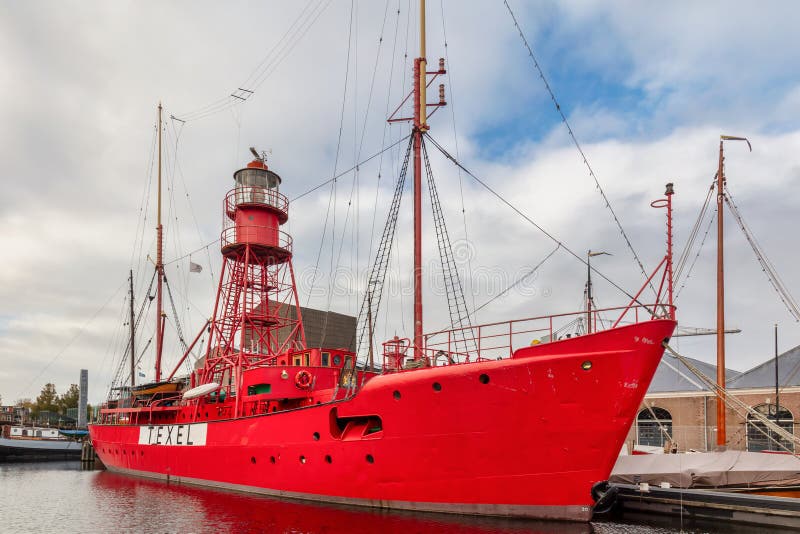 Old Lighthouse Boat in the Harbor of Den Helder, the Netherlands ...