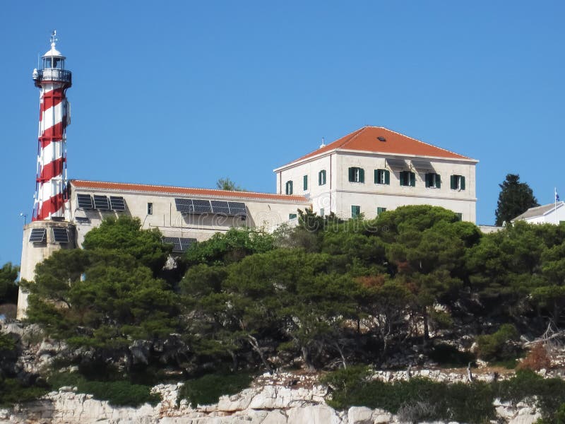 Lighthouse On The Rocks, Adriatic Sea, Croatia Stock Photo - Image of ...